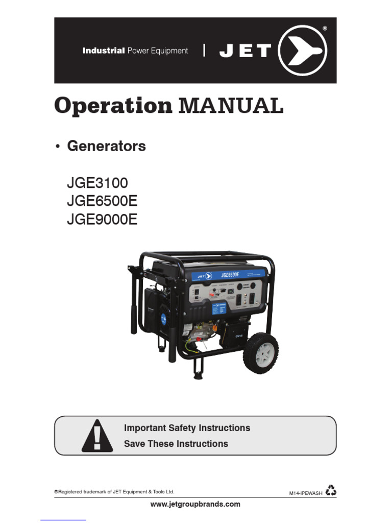 Jet Generator Operation Manual | PDF | Gasoline | Electrical Engineering