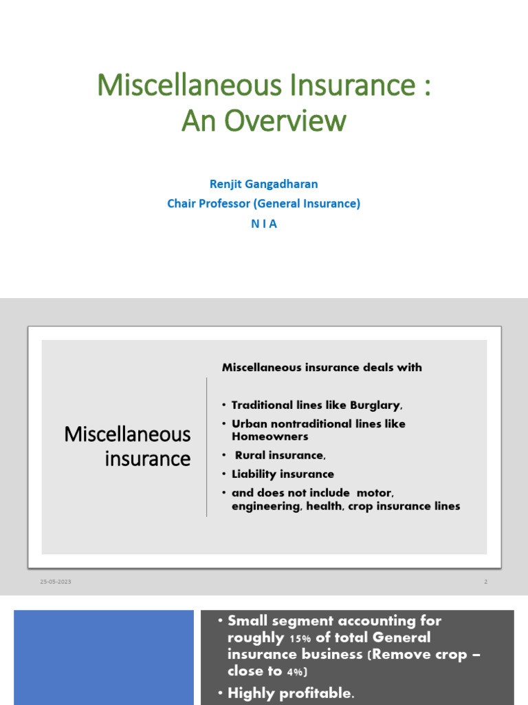 Miscellaneous Insurance | PDF | Insurance | Finance & Money Management
