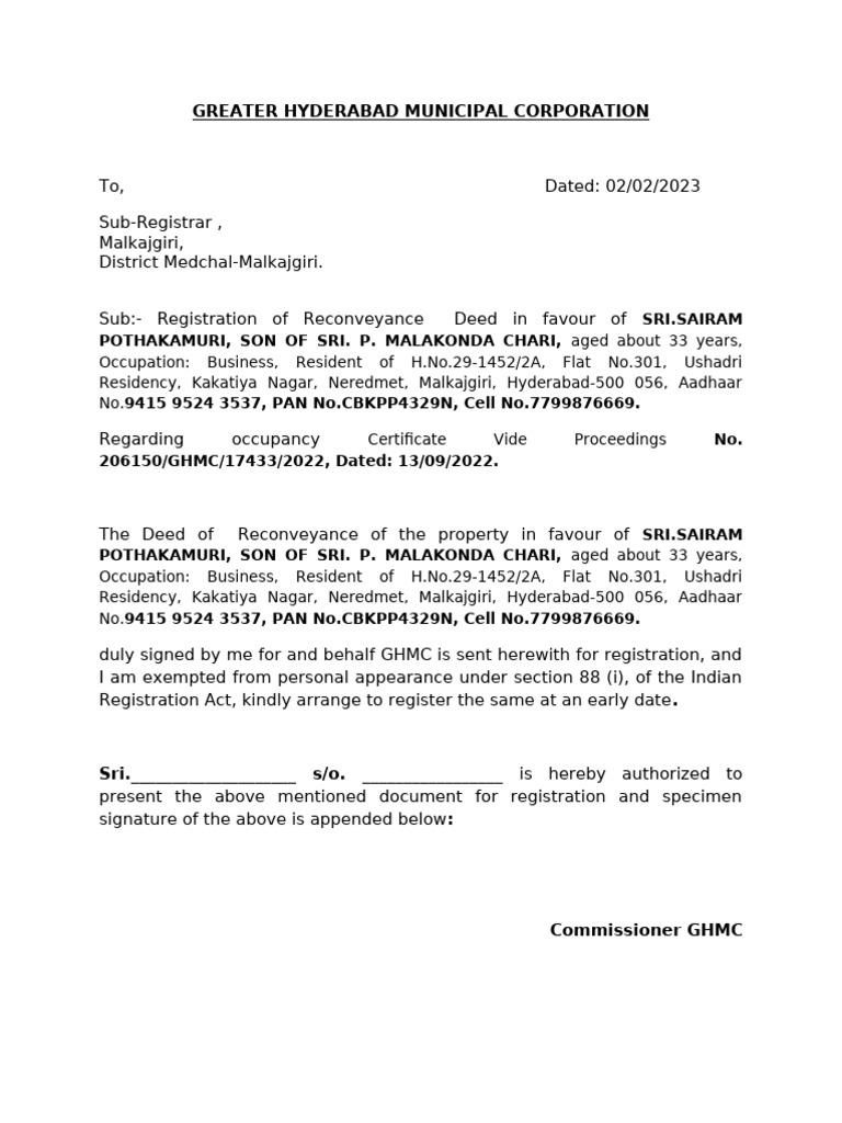 Greater Hyderabad Municipal Corporation | PDF