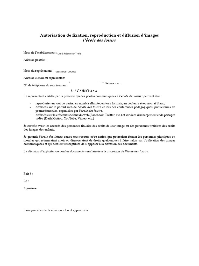 Autorisation Droit Image | PDF