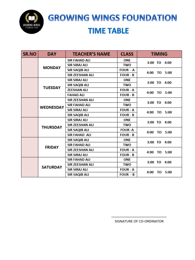 Time Table | PDF