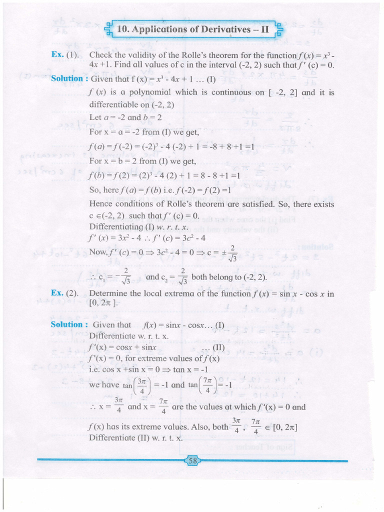 P-10. Applications of Derivatives - II | PDF