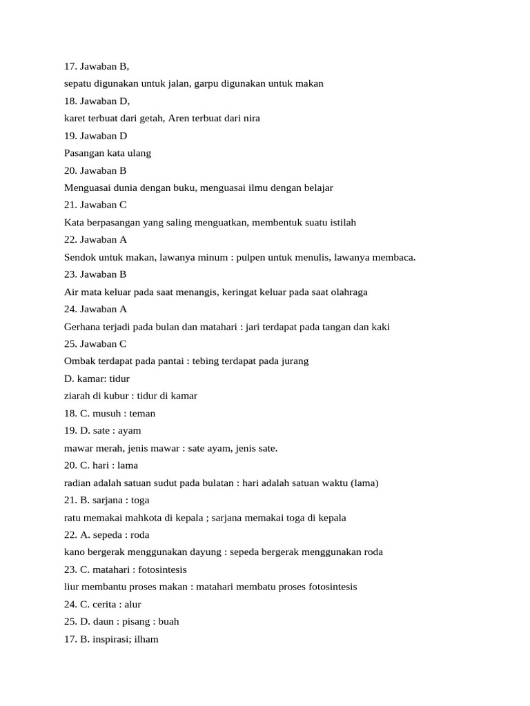 Kunci Jawaban - Analogi | PDF