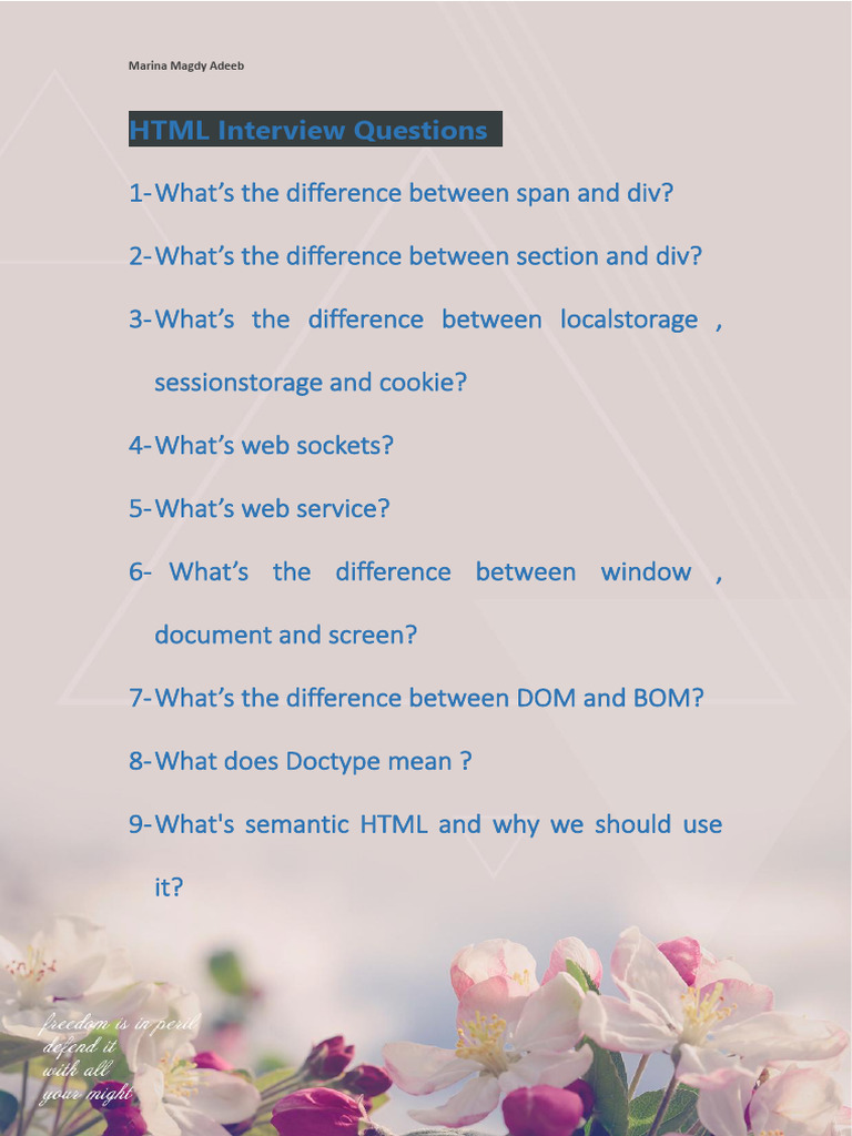 HTML Interview Questions-1 | PDF