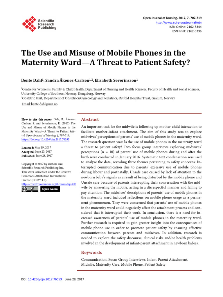 The Use and Misuse of Mobile Phones in The Materni | PDF | Midwife ...