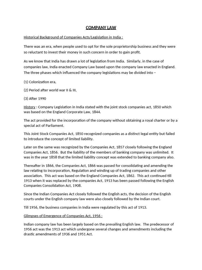 Company Law Notes | PDF