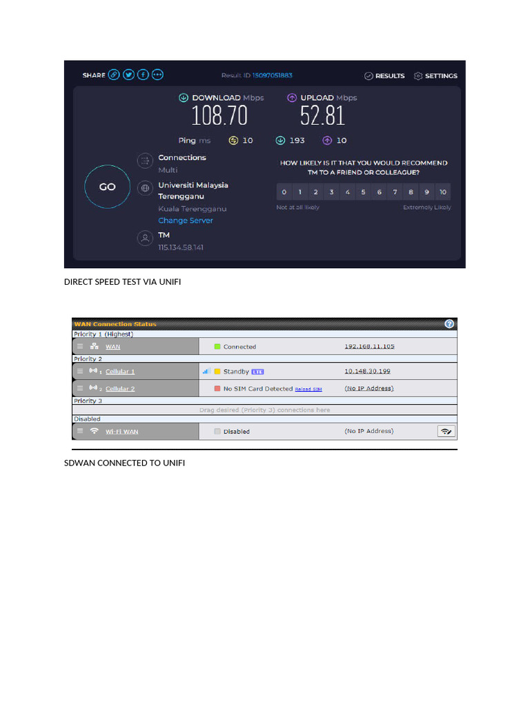 Direct Speed Test Via Unifi | PDF
