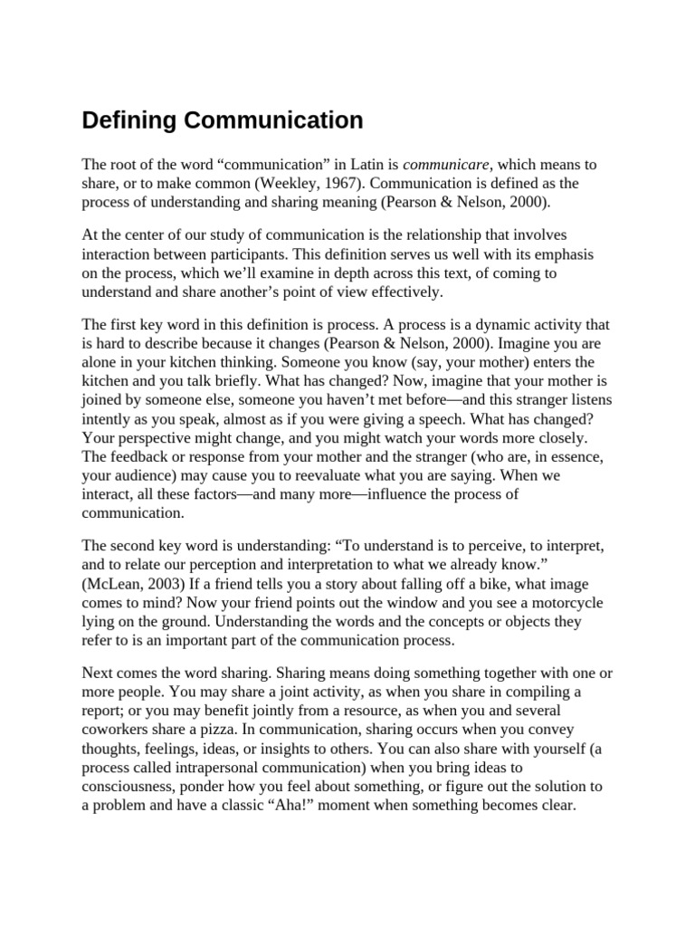 Defining Communication | PDF