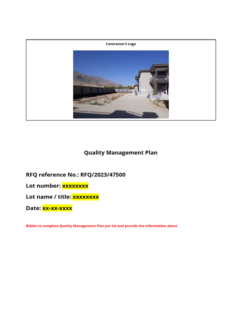 4.2.1 Annex 10 - Quality Management Plan - Per Lot (ALL) | PDF