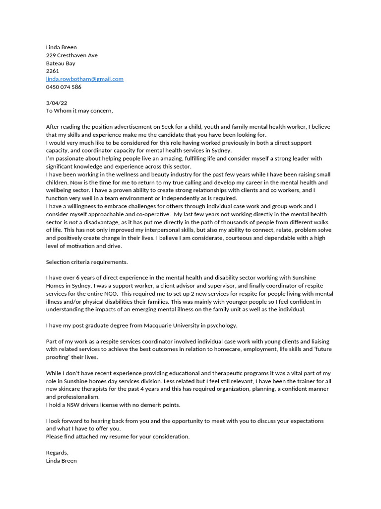 Cover Letter 2022 | PDF