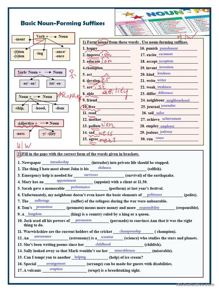 Basic Noun-Forming Suffixes Rules and Ex - S | PDF