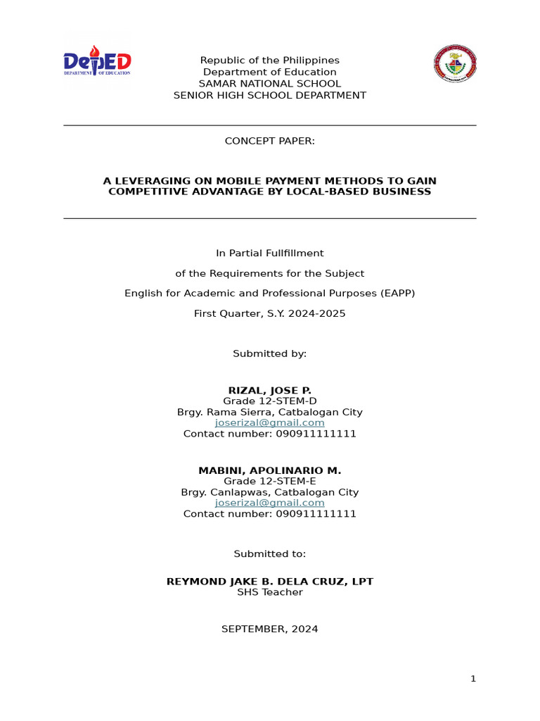 Concept Paper Cover Page Stem | PDF