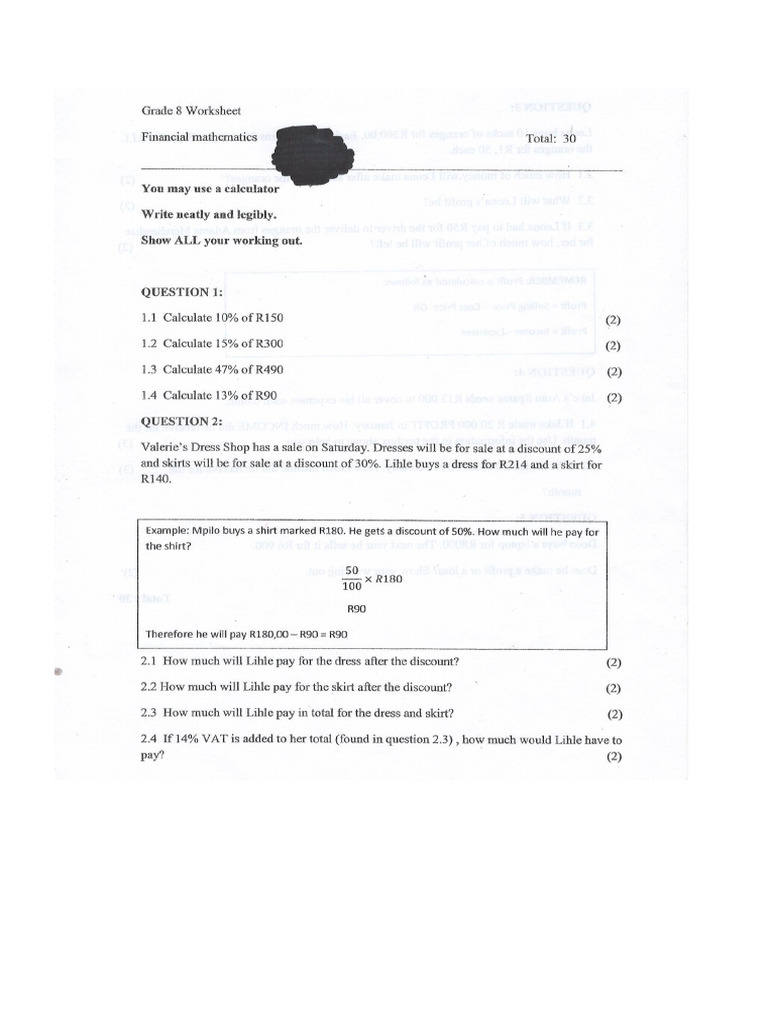 Financial Maths Worksheet 2 | PDF