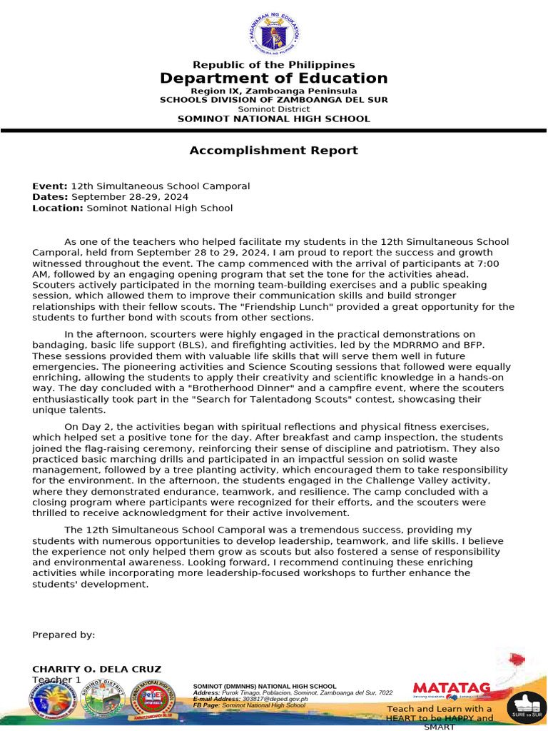 BSP Accomplishment Report | PDF