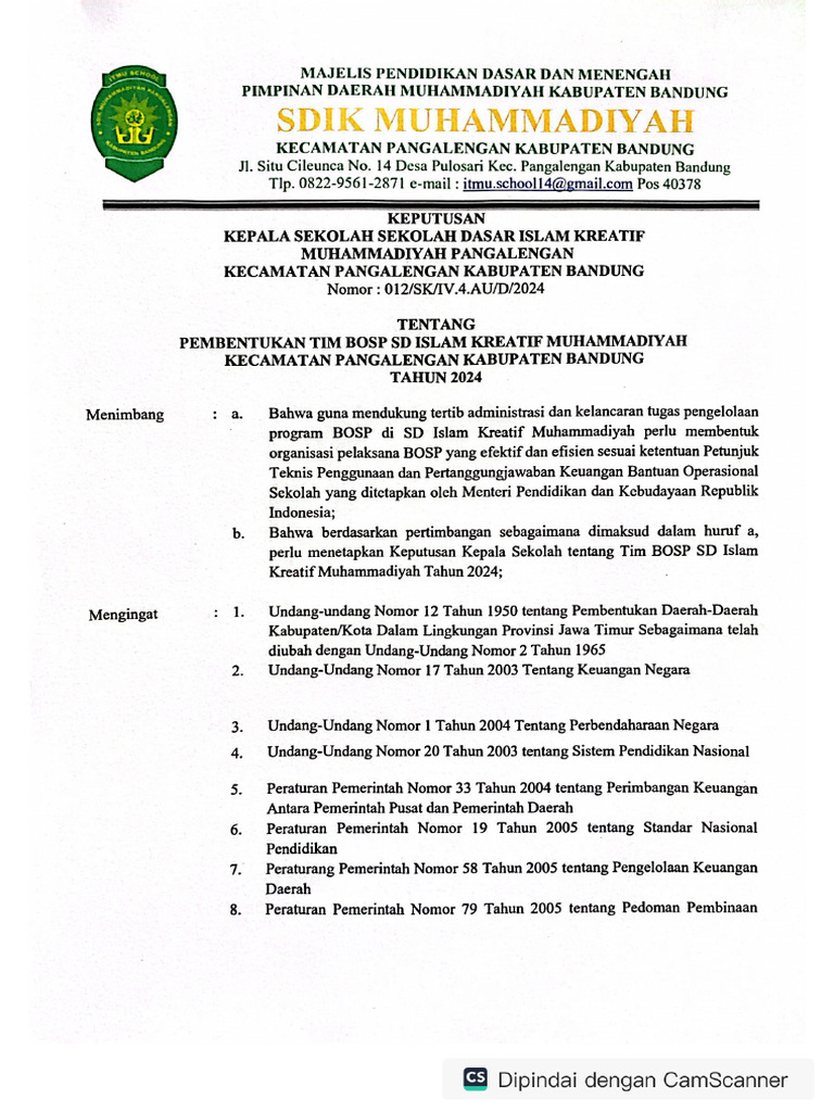 SDIK Muhammadiyah - Scan TMBOSP | PDF