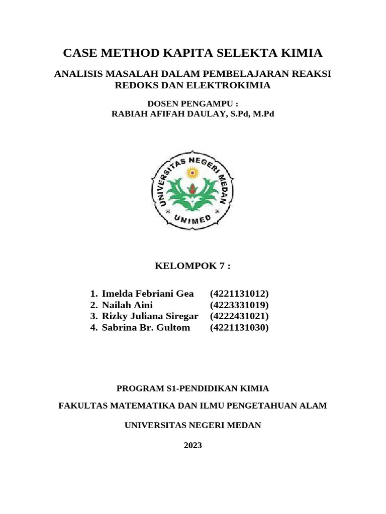 Case Method - Kapita Selekta Kimia Sma - Kelompok 7 | PDF