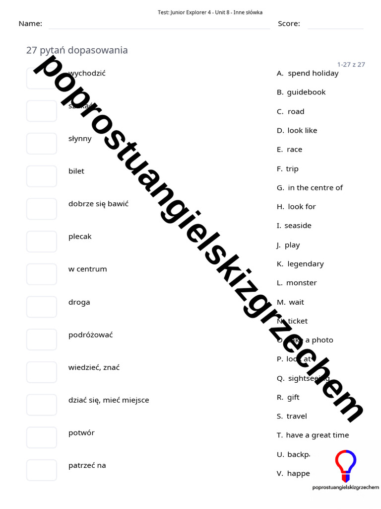 Test_-Junior-Explorer-4-Unit-8-przyklady | PDF Test_-Junior-Explorer-4-Unit-8-przyklady | PDF