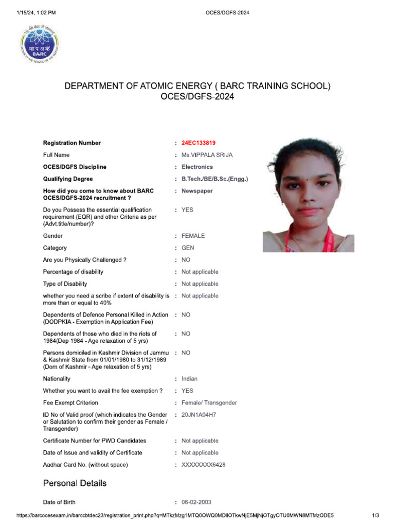 Barc Oces Application Pdf