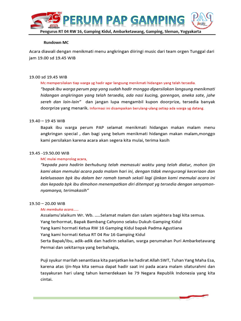 Rundown MC 2024 - 240814 - 194528 | PDF
