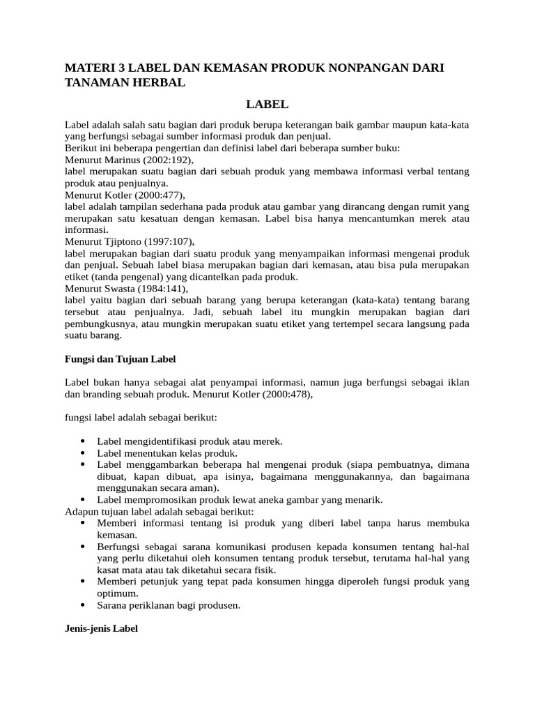 Materi Label Dan Kemasan | PDF