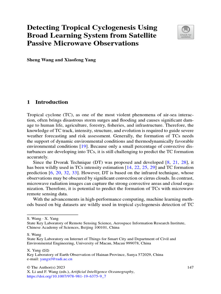 Detecting Tropical Cyclogenesis Using Broad Learni | PDF