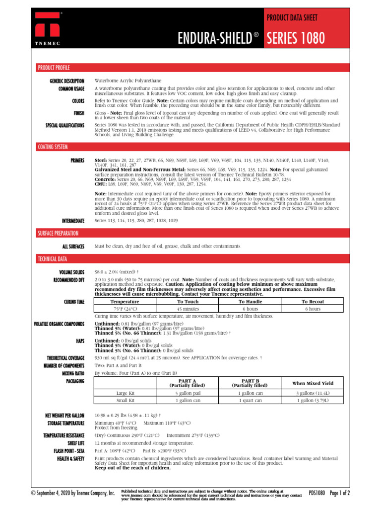 Endura-Shield SERIES 1080: Product Profile | PDF