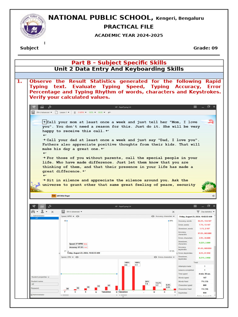 Data Enty and Keyboarding Skills Practical | PDF
