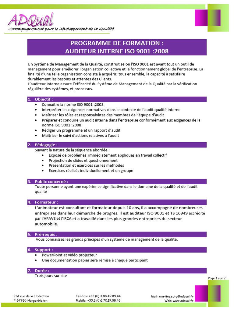 Auditeur Interne ISO 9001 1 | PDF