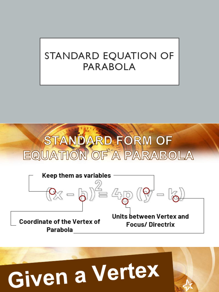 Parabola Standard Equation | PDF