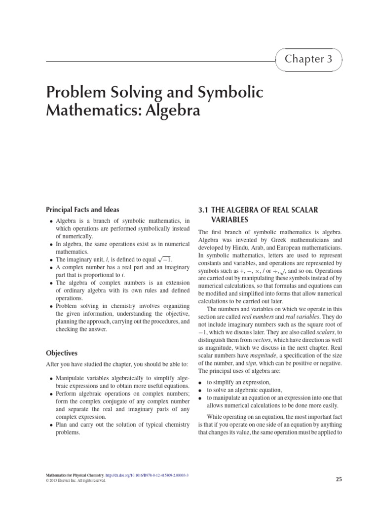 Chapter 3 - Problem Solving and Symbolic Math - 2013 - Mathematics For Physical | PDF