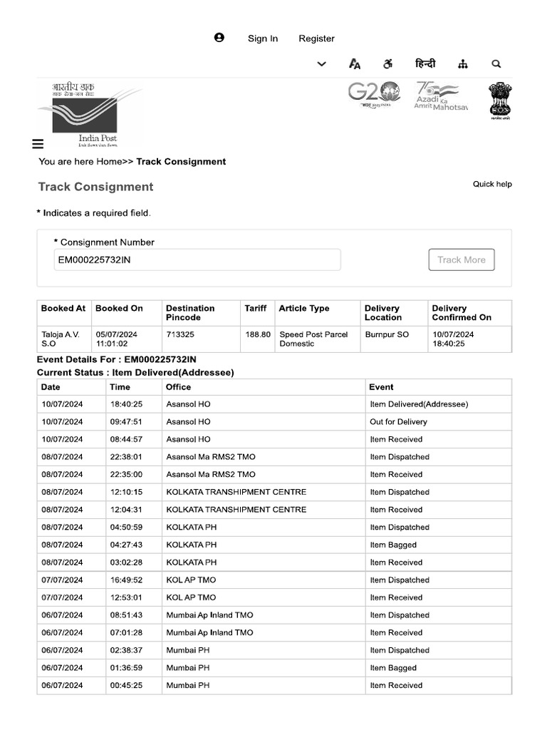 Docket Delivery Note Em000225732in | PDF