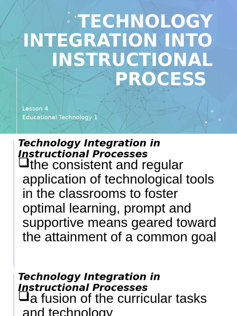 Lesson 4. Technology Integration Into Instructional Process For Editing ...