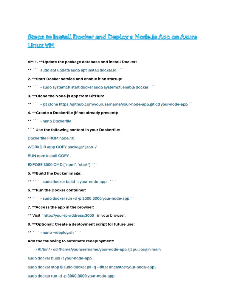 Steps To Install Docker and Deploy A Node | PDF