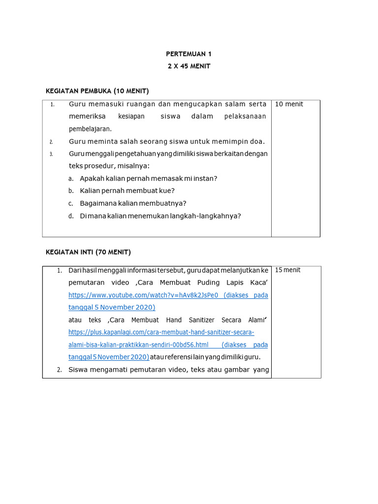 Detail Pertemuan - Konsep Teks Prosedur | PDF