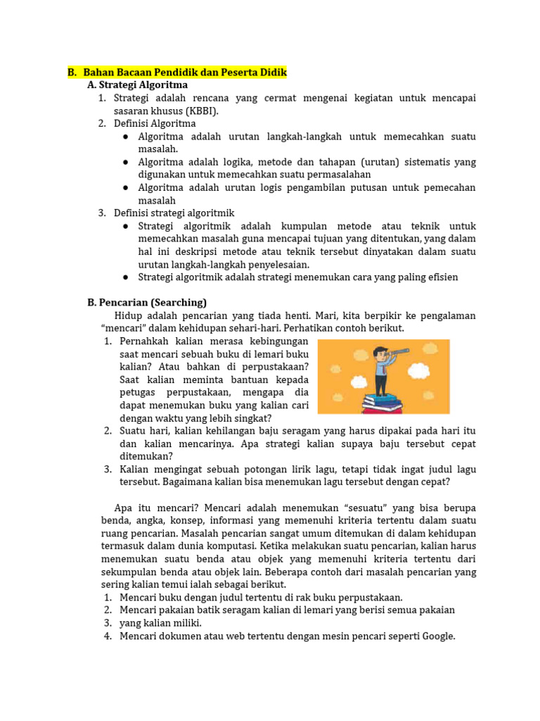 Bahan Bacaan Pencarian (Searching) Dan Pengurutan (Sorting) | PDF