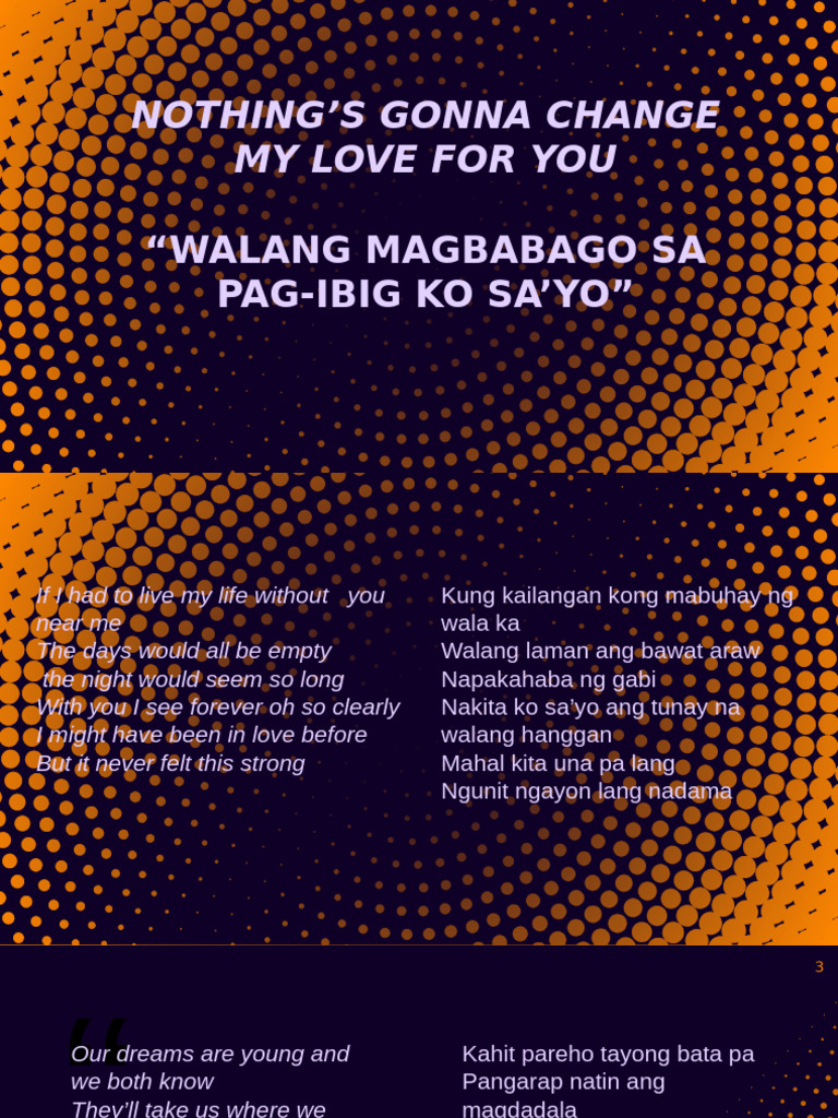 Nothing's Gonna Change My Love For You (Walang Magbabago Sa Pag-Ibig Sa ...