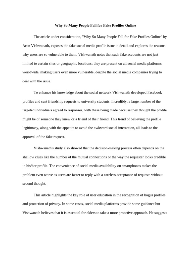 Why So Many People Fall For Fake Profiles Online | PDF | Social Science