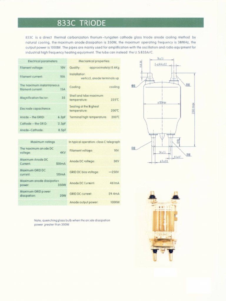 833c Specification Sheet | PDF