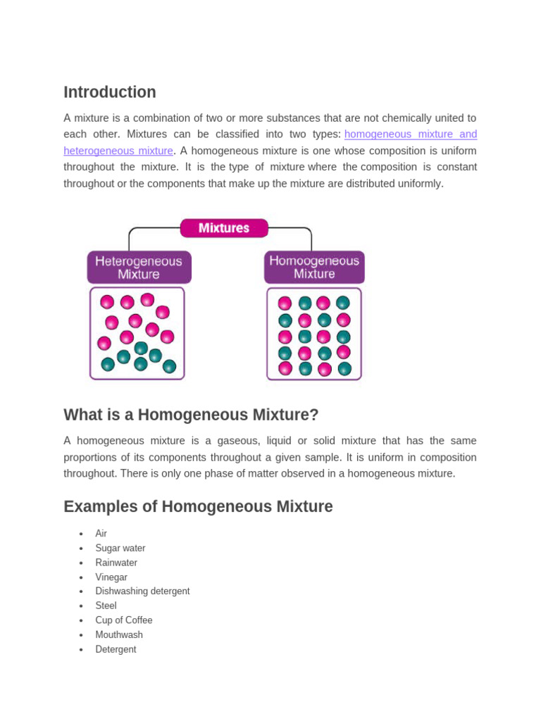 HOMOGENOUS MIXTURE | PDF