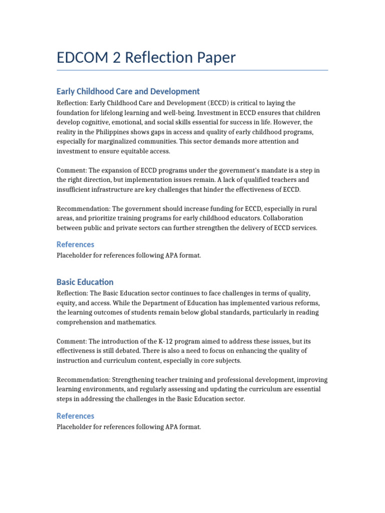 EDCOM 2 Reflection Paper With References | PDF