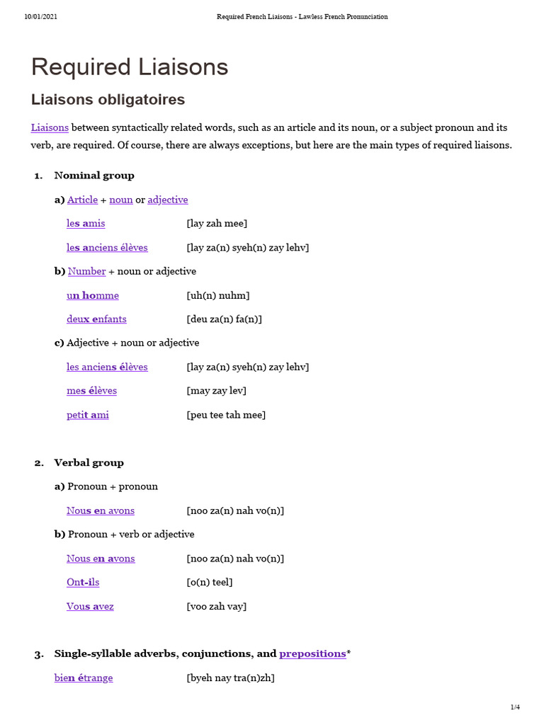 11. Required French Liaisons | PDF