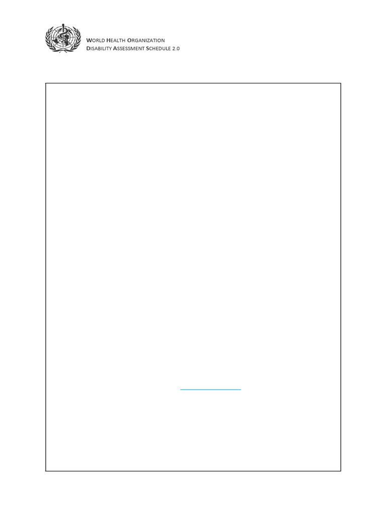 WHODAS Classification Handicap 36 Items INTERVIEW | PDF