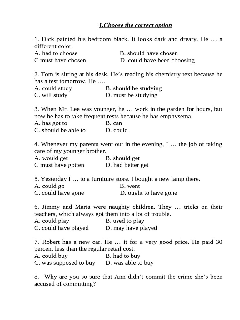 Test 1. The Modals | PDF