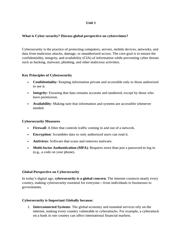 Cyber Security Unit 1 | PDF