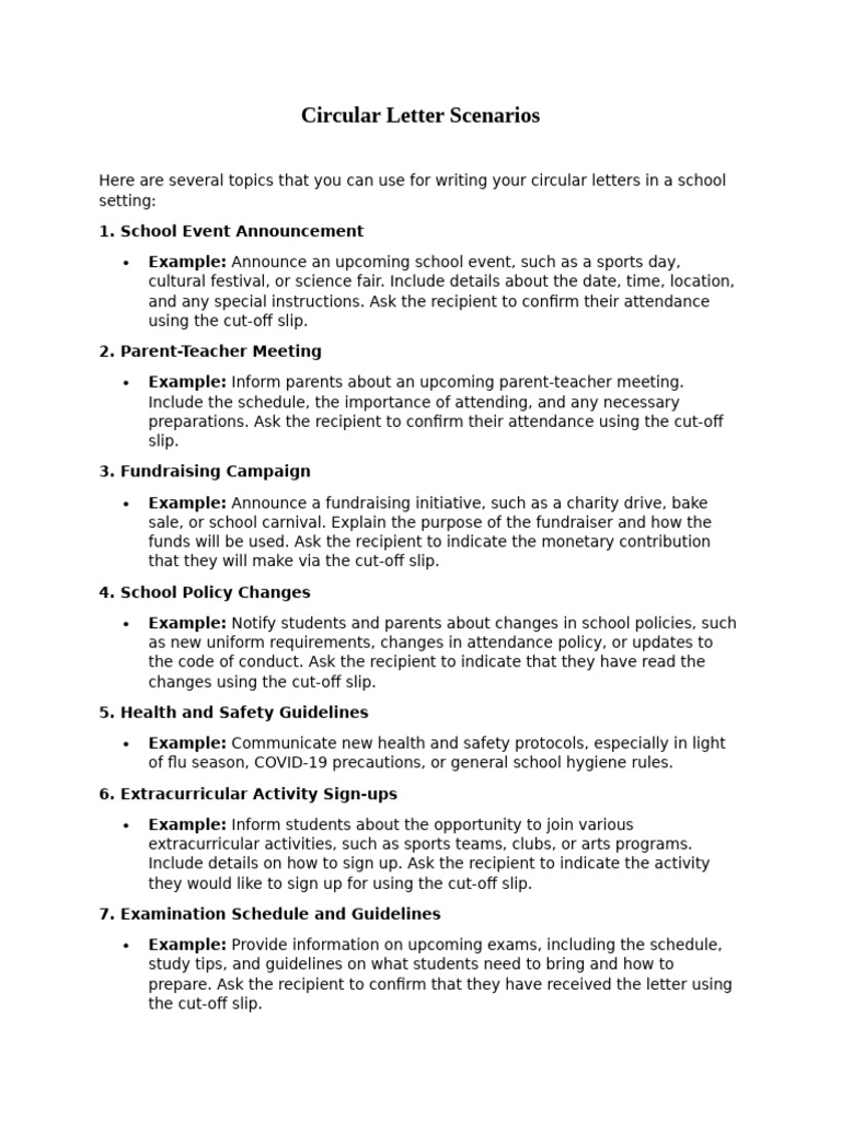 Circular Letter Scenarios 2 | PDF