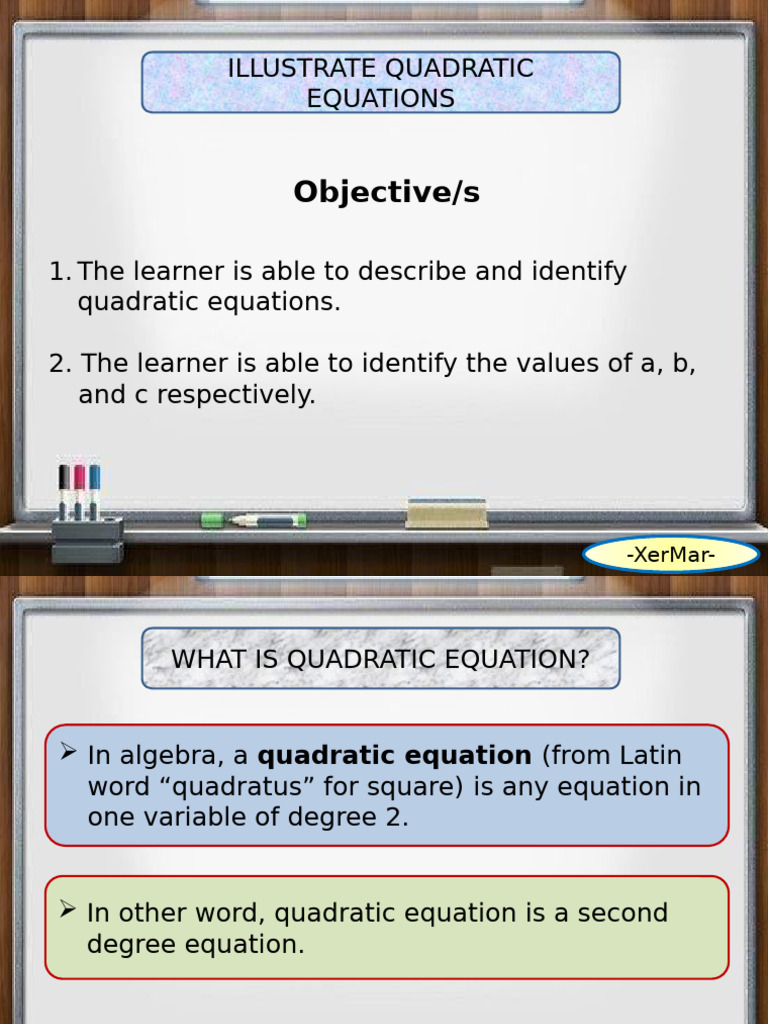 Illustrate Quadratic Equations | PDF
