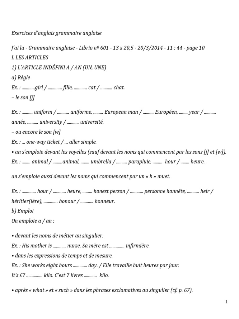 Exercices D'anglais | PDF