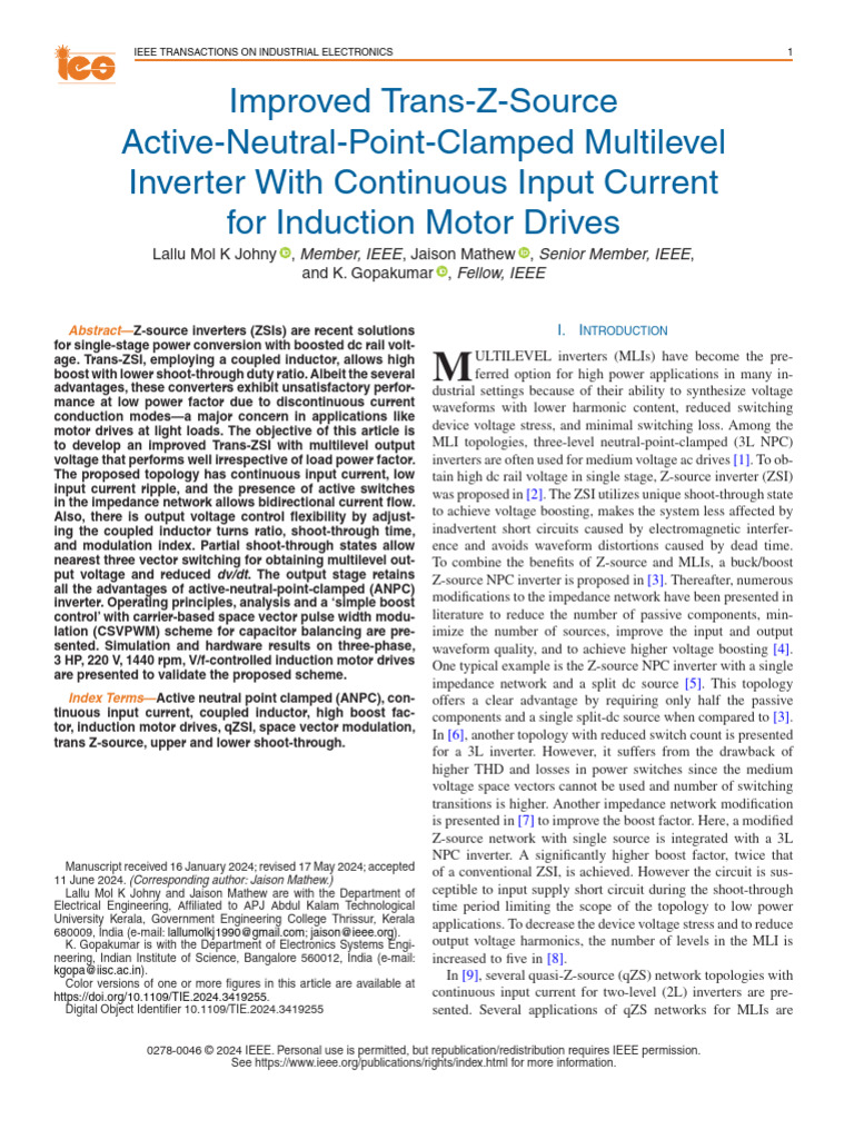 Improved Trans-Z-Source Active-Neutral-Point-Clamped Multilevel ...
