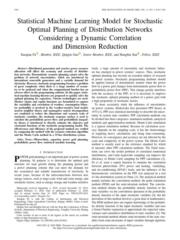 Statistical Machine Learning Model For Stochastic Optimal Planning of Distribution Networks ...
