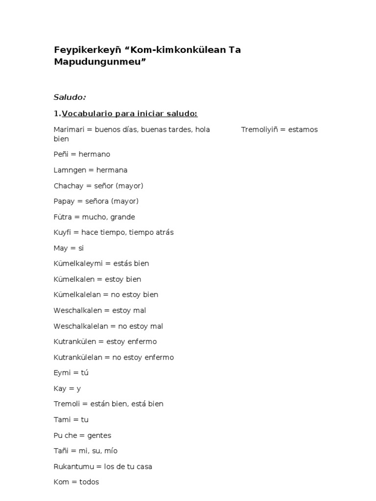 Mapudungun 97 y 03 | PDF | Lengua española | Plural